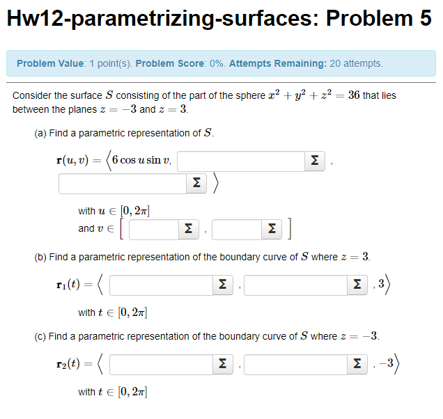 Solved Hw12-parametrizing-surfaces: Problem 5 Problem Value: | Chegg.com