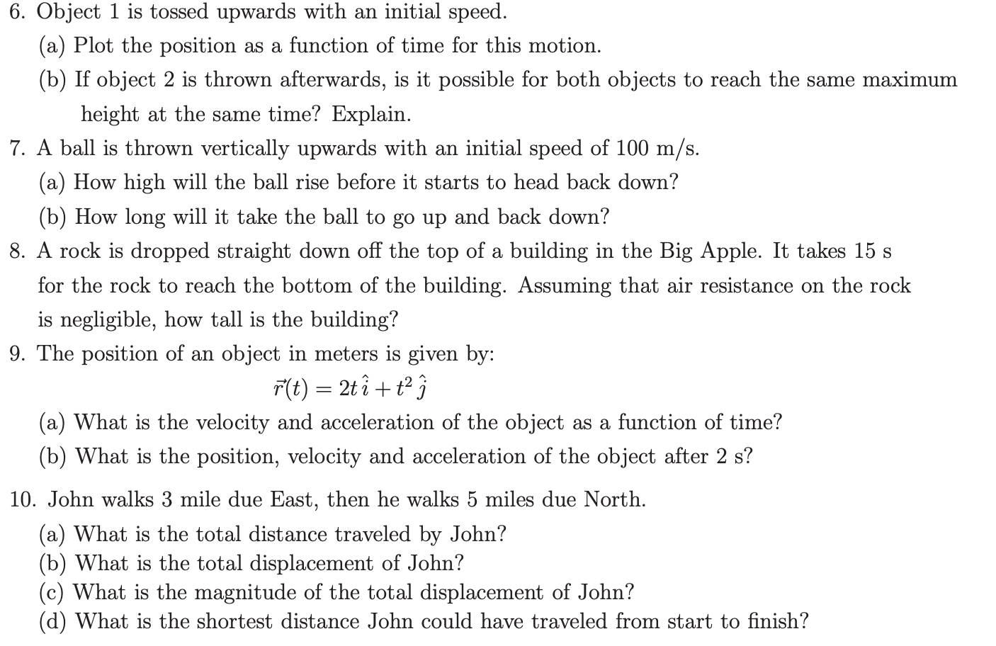 Solved 6. Object 1 is tossed upwards with an initial speed. | Chegg.com