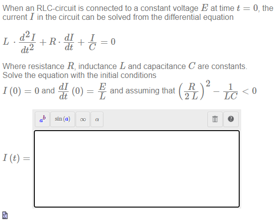 Solved When an RLC-circuit is connected to a constant | Chegg.com