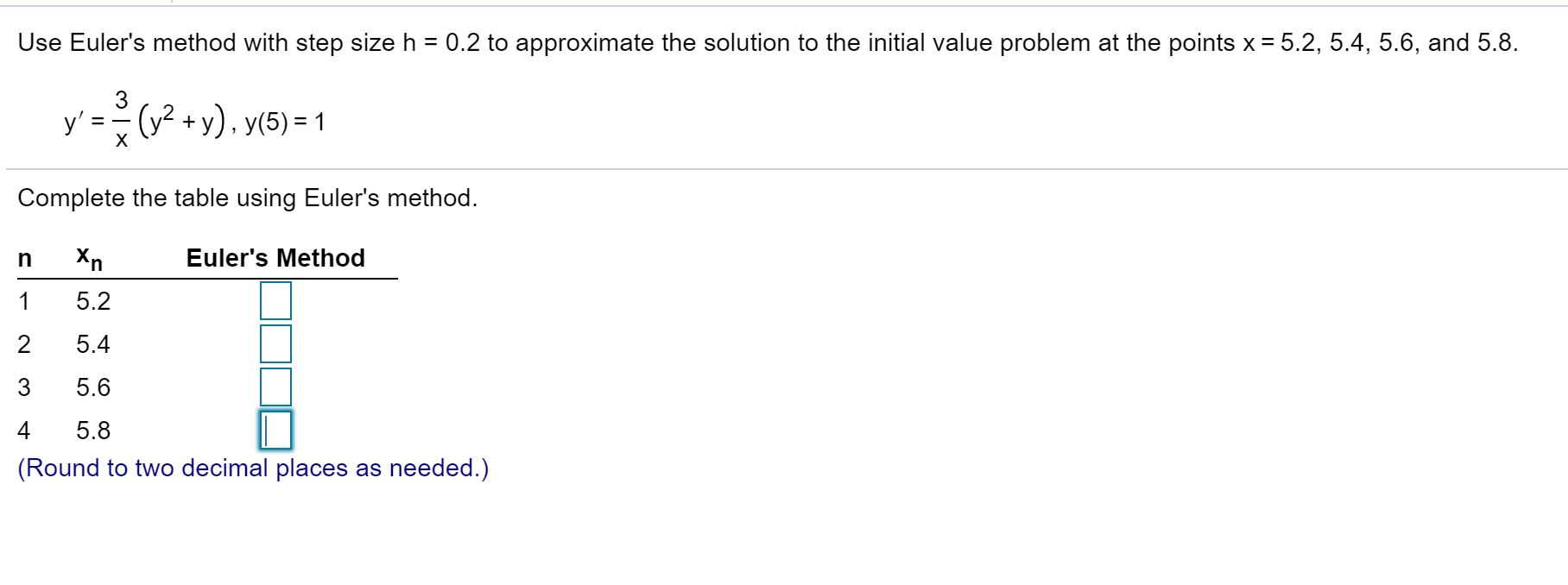 Solved Use Euler's method with step size h = 0.2 to | Chegg.com