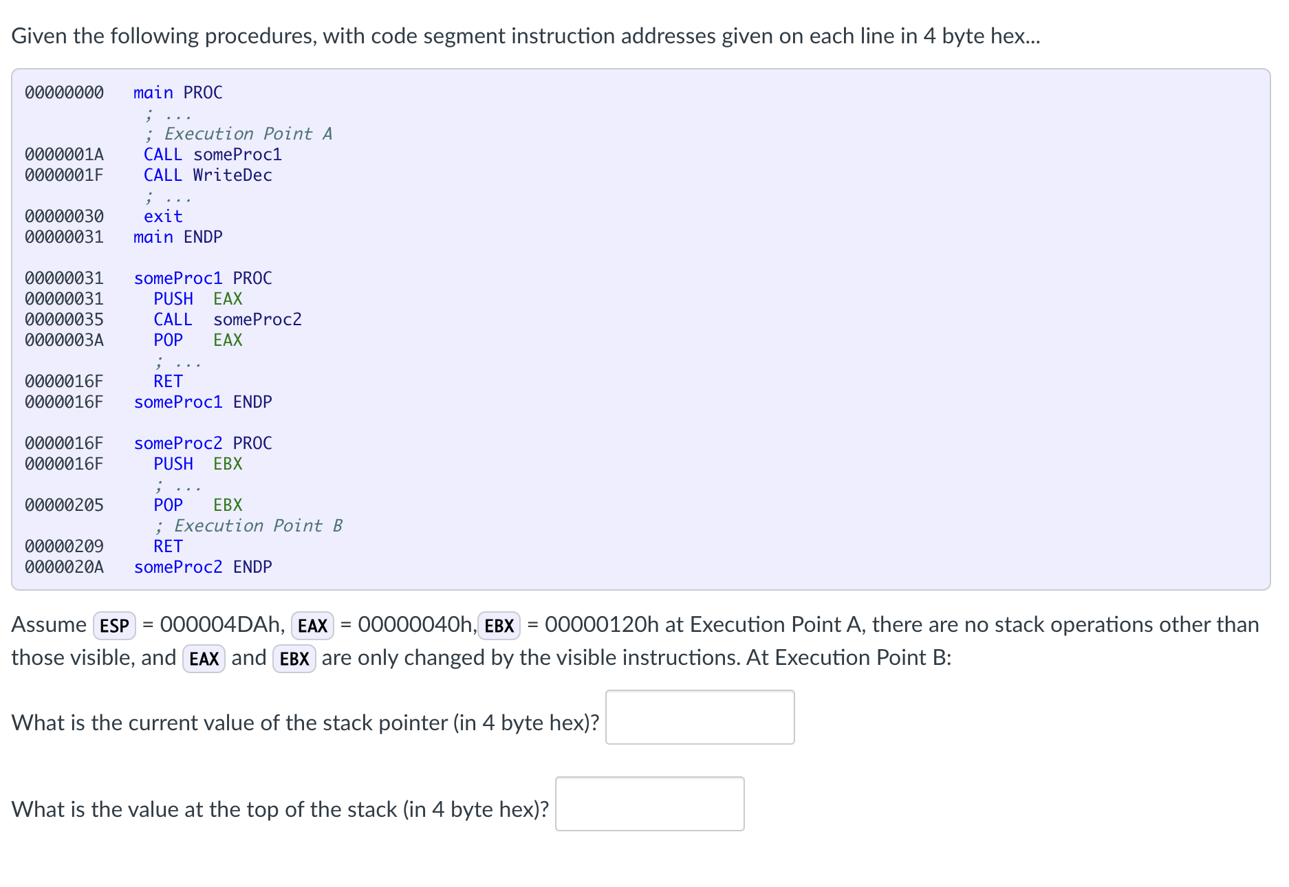 [Solved]: Given the following procedures, with code segment