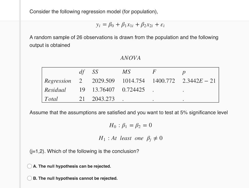 Solved Consider the following regression model (for | Chegg.com
