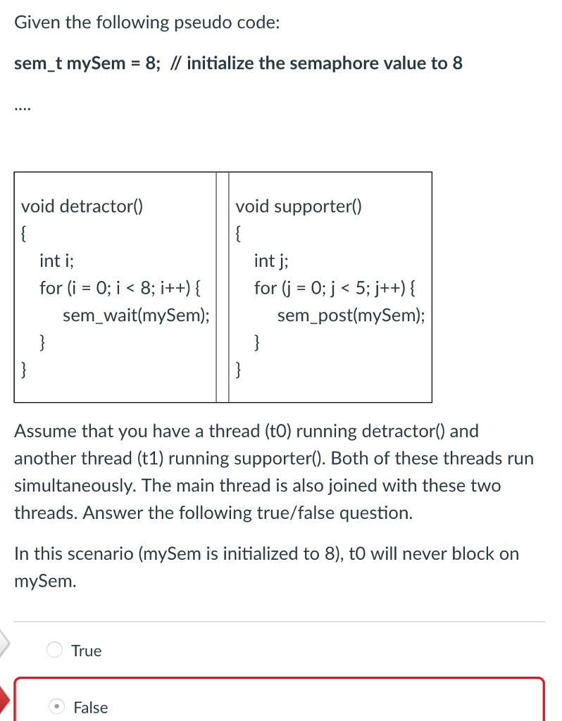 Solved Given The Following Pseudo Code Semt Mysem 8 