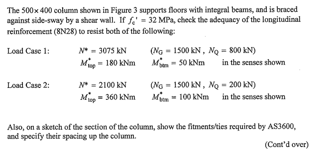 The 500 x 400 column shown in Figure 3 supports | Chegg.com
