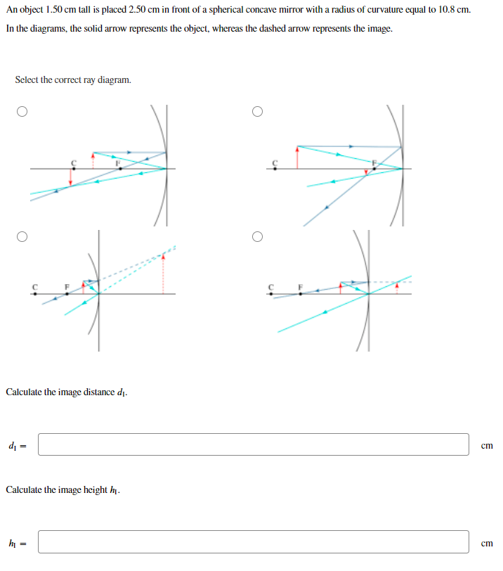 Solved An object 1.50 cm tall is placed 2.50 cm in front of | Chegg.com