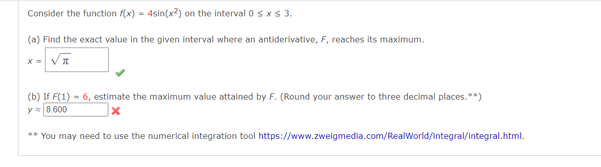 Solved Consider the function f(x) = 4sin(x2) on the interval | Chegg.com