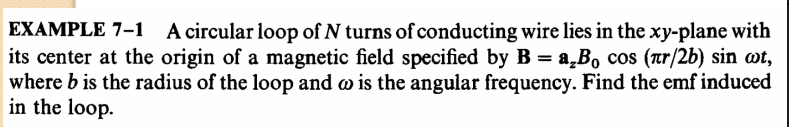 Solved EXAMPLE 7-1 A circular loop of N turns of conducting | Chegg.com
