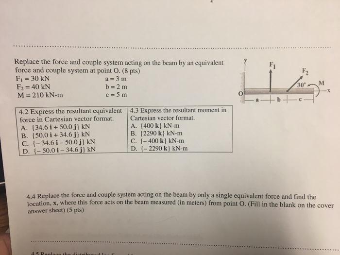 Solved Replace the force and couple system acting on the | Chegg.com