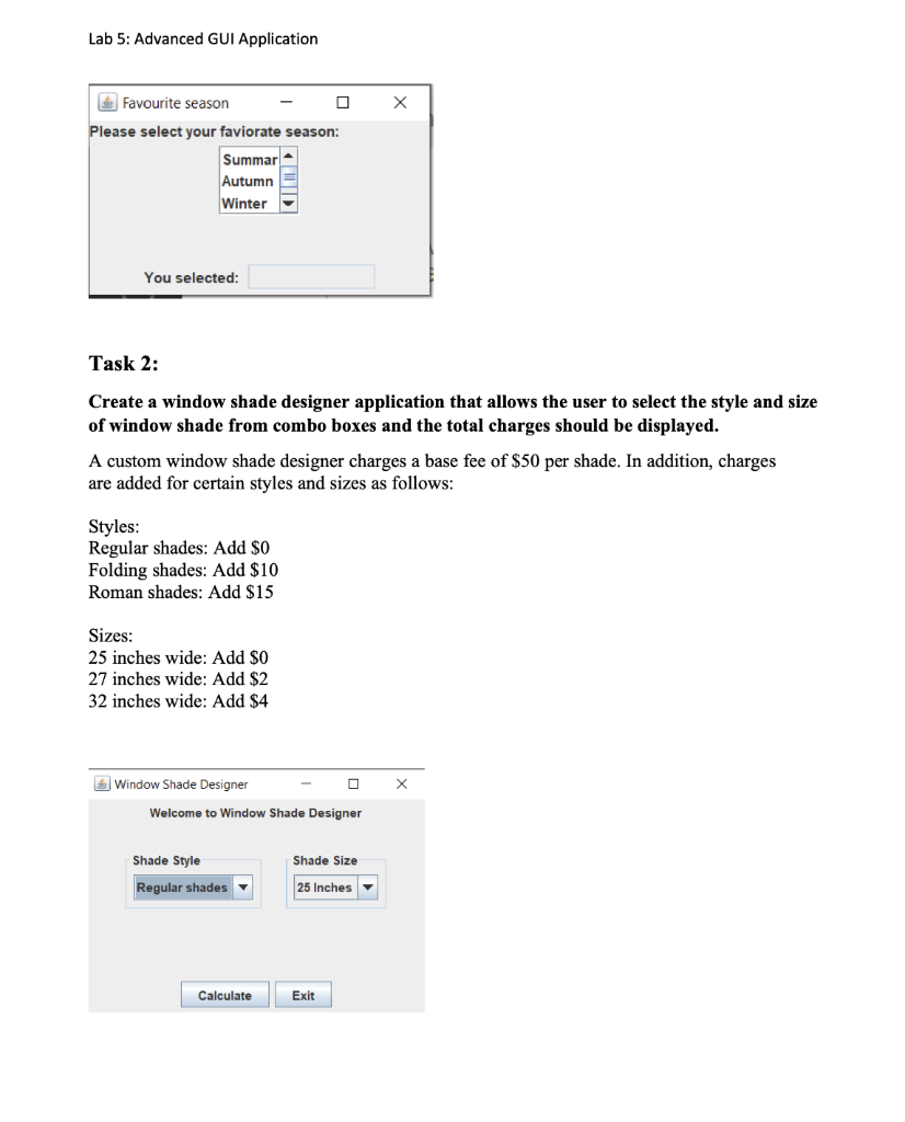 Lab 5: Advanced GUI Application Lab Objectives - Be | Chegg.com