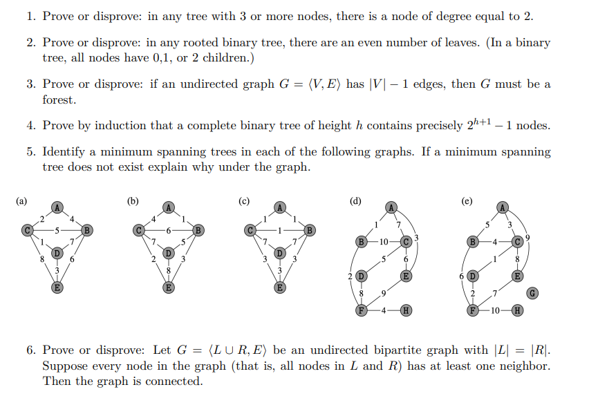 Solved 1. Prove or disprove: in any tree with 3 or more | Chegg.com