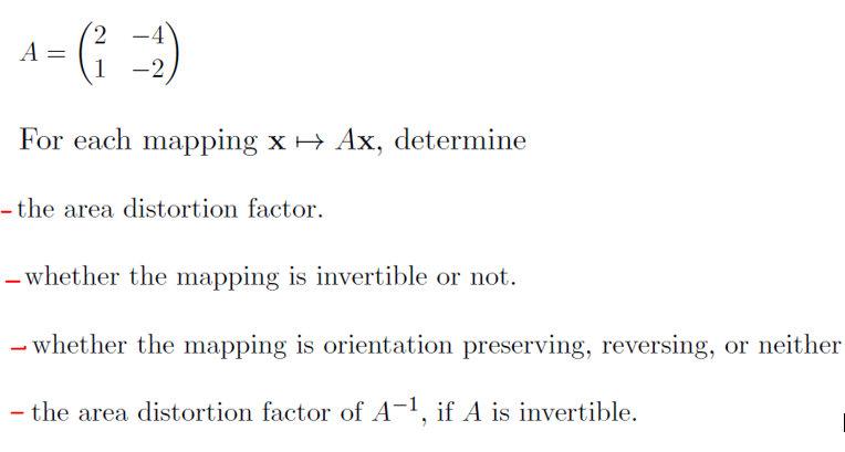 Solved A=(21−4−2) For each mapping x↦Ax, determine - the | Chegg.com