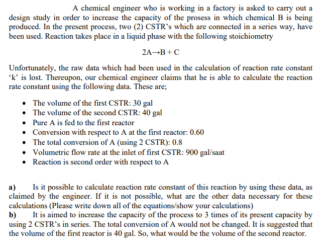 Solved Chemical Engineering Design: A chemical engineer who | Chegg.com