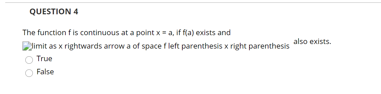 Solved QUESTION 4 also exists. The function fis continuous | Chegg.com