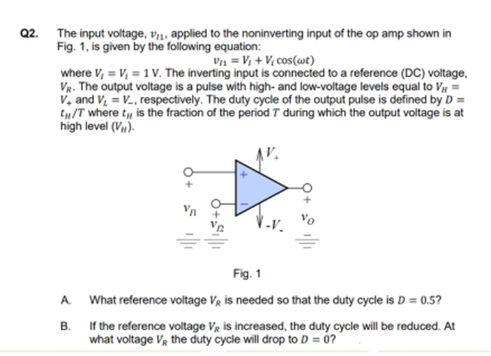 Solved Q2. The input voltage, ₁₁, applied to the | Chegg.com