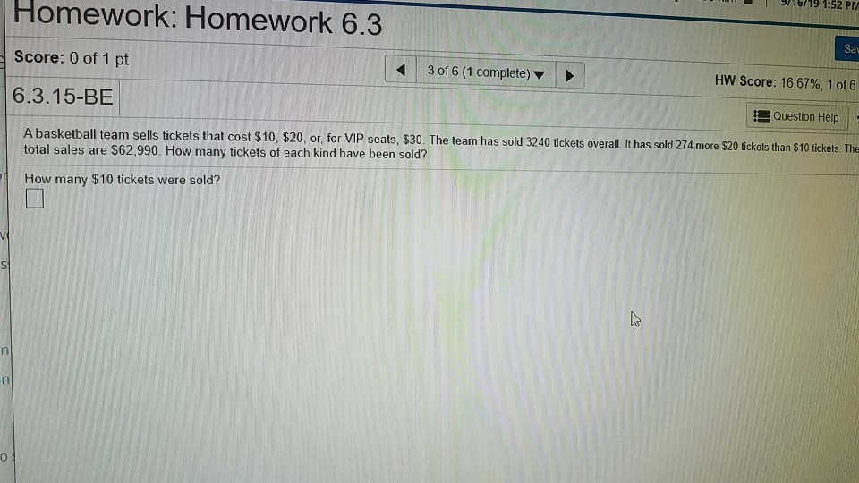 Solved Homework Homework 6 3 Sa Score 0 Of 1 Pt 3 Of 6 1