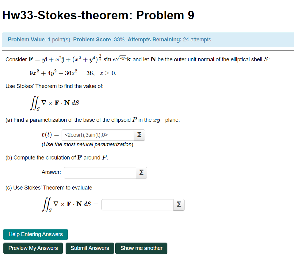 Solved Hw33-Stokes-theorem: Problem 9 Problem Value: 1 | Chegg.com