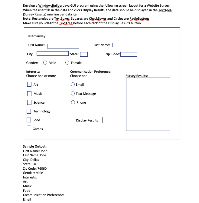 Solved Develop a WindowsBuilder Java GUI program using the | Chegg.com