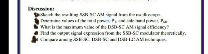 Solved Discussion: Sketch the resulting SSB-SC AM signal | Chegg.com