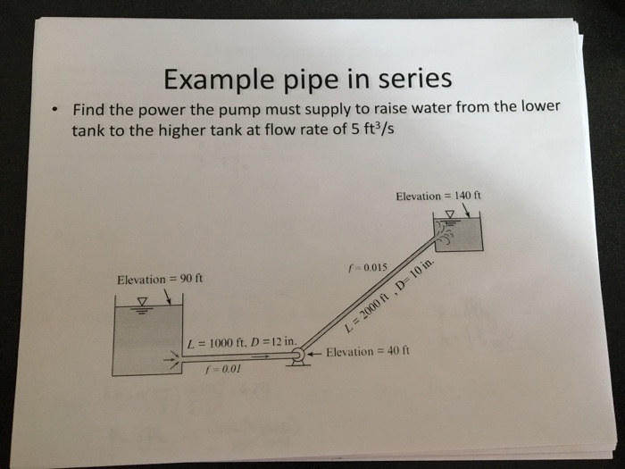 Solved Example pipe in series Find the power the pump must | Chegg.com