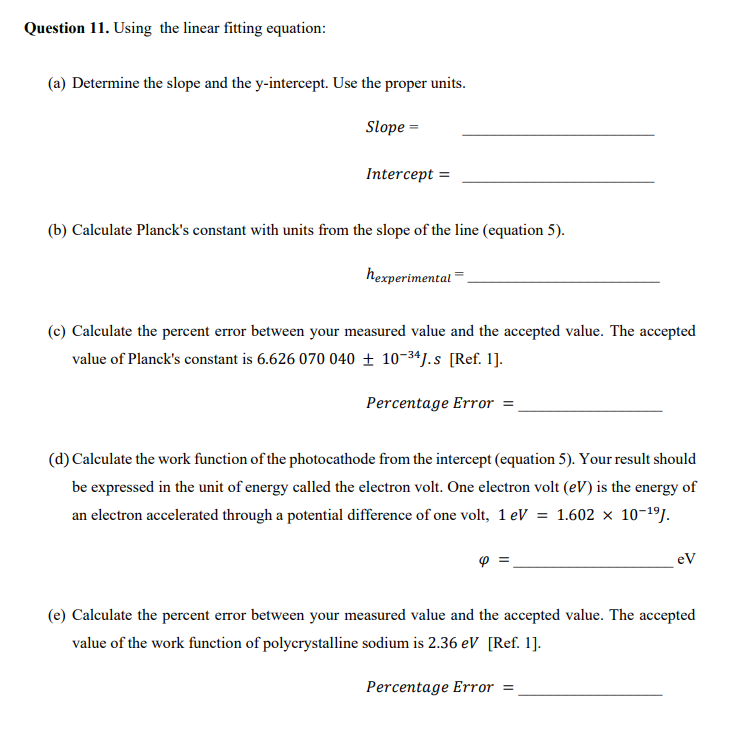 Activity 3: Determining Planck's Constant and the | Chegg.com
