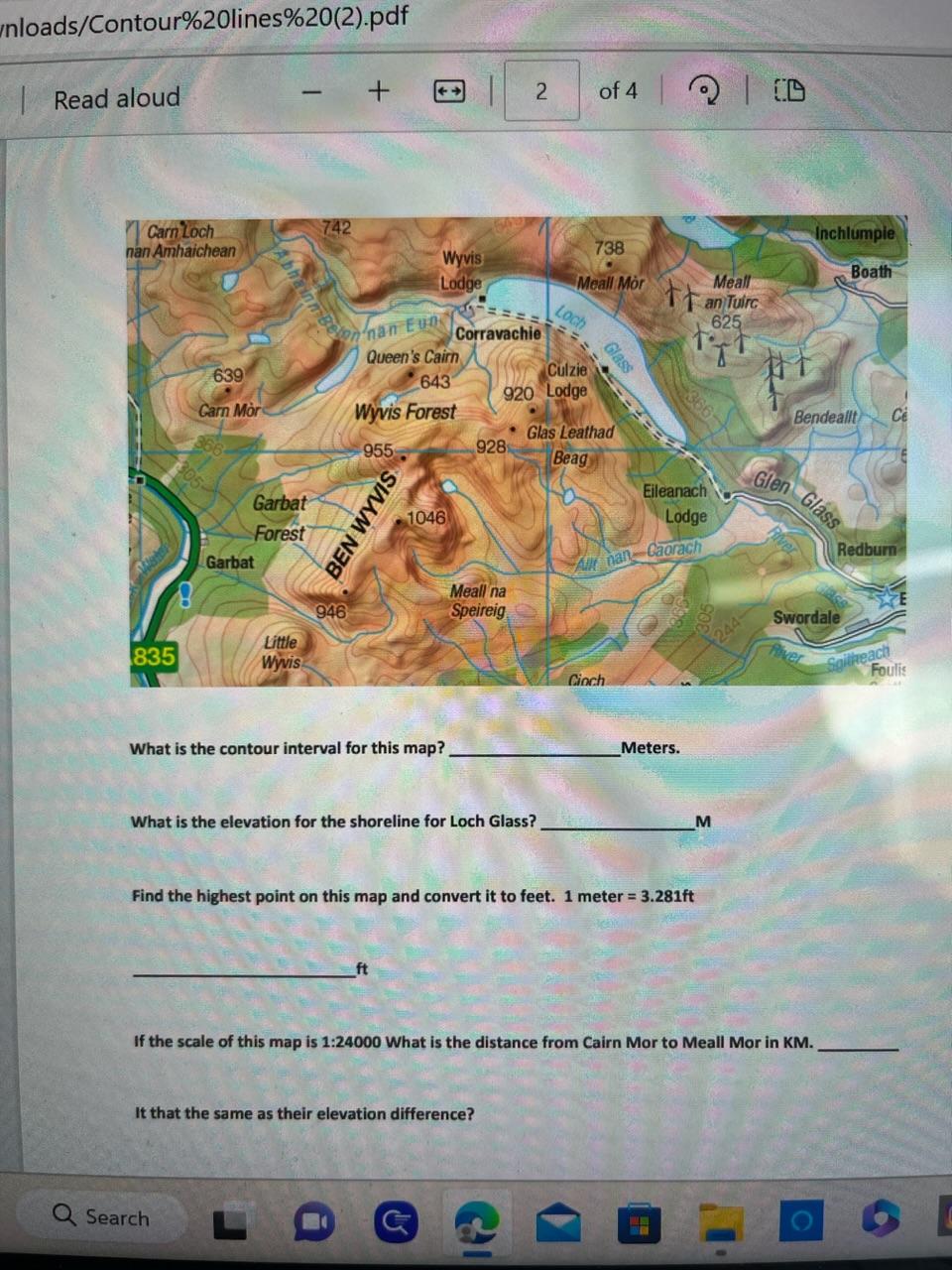 Solved What is the contour interval for this map? Meters. | Chegg.com