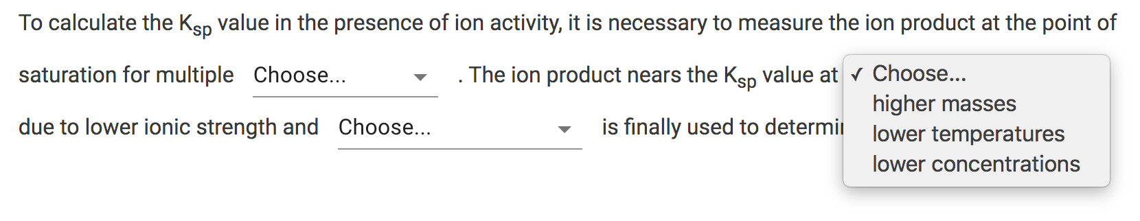 Solved To calculate the Ksp value in the presence of ion | Chegg.com