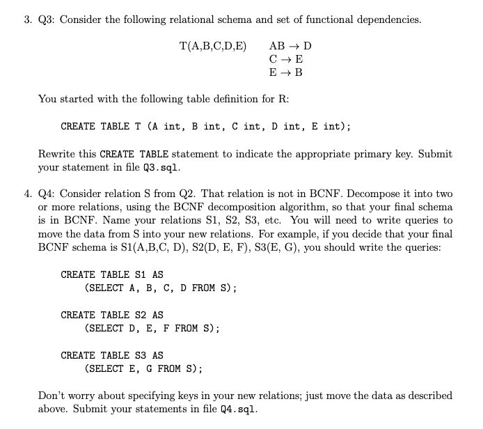Solved 3. Q3: Consider the following relational schema and | Chegg.com