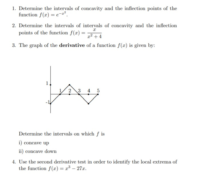 Solved 1. Determine the intervals of concavity and the | Chegg.com