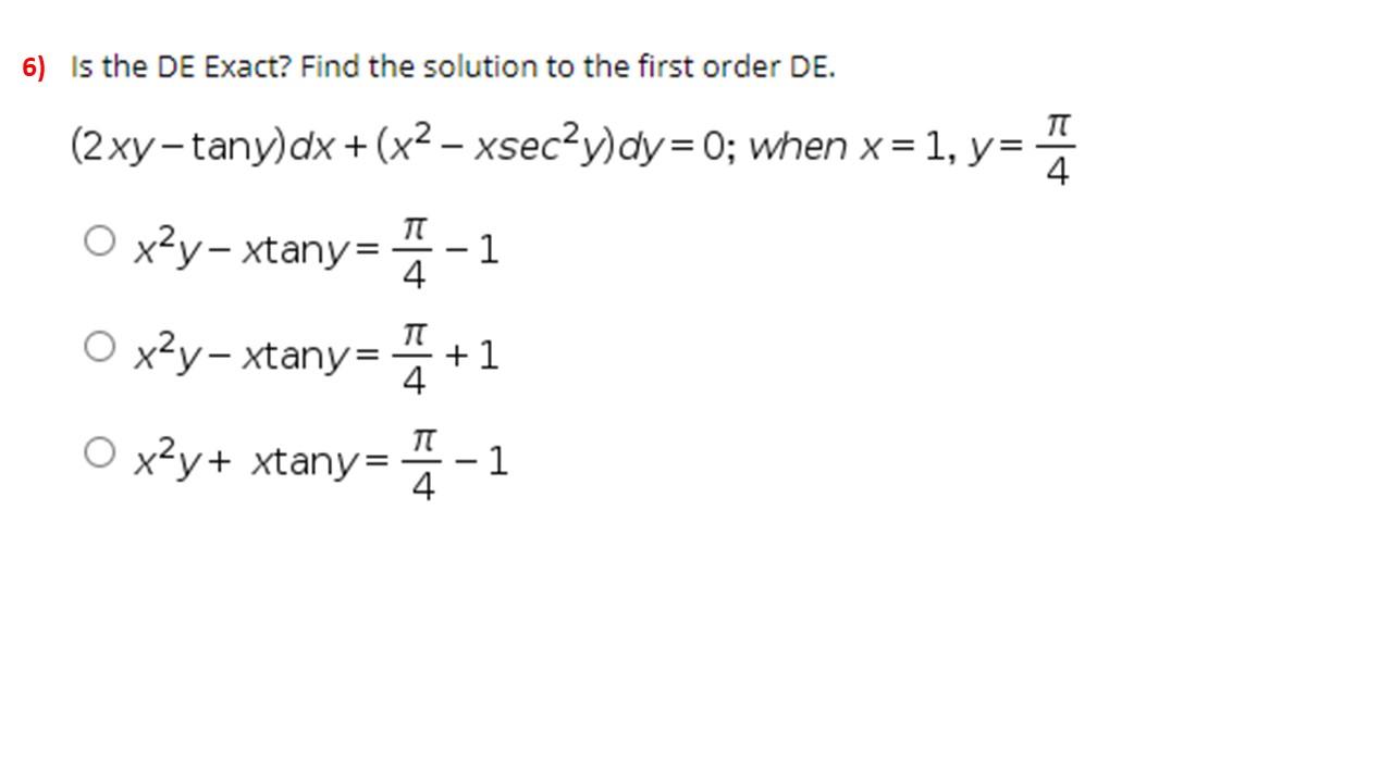 Solved 4) Determine whether the equation is exact. Otherwise | Chegg.com