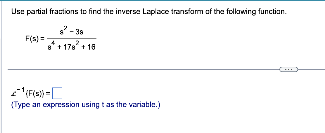 Solved Use partial fractions to find the inverse Laplace | Chegg.com