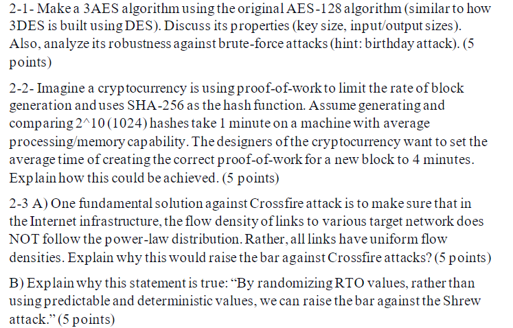 2-1- Make a 3AES algorithm using the original AES-128 | Chegg.com