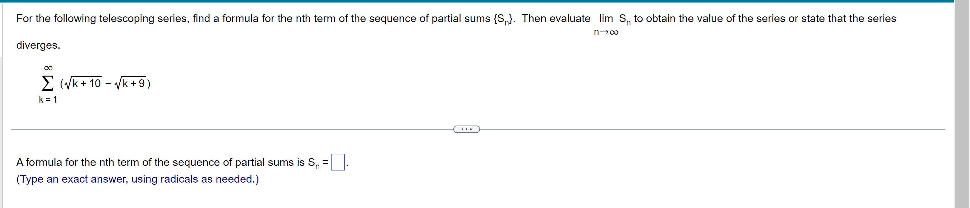 Solved For the following telescoping series, find a formula | Chegg.com