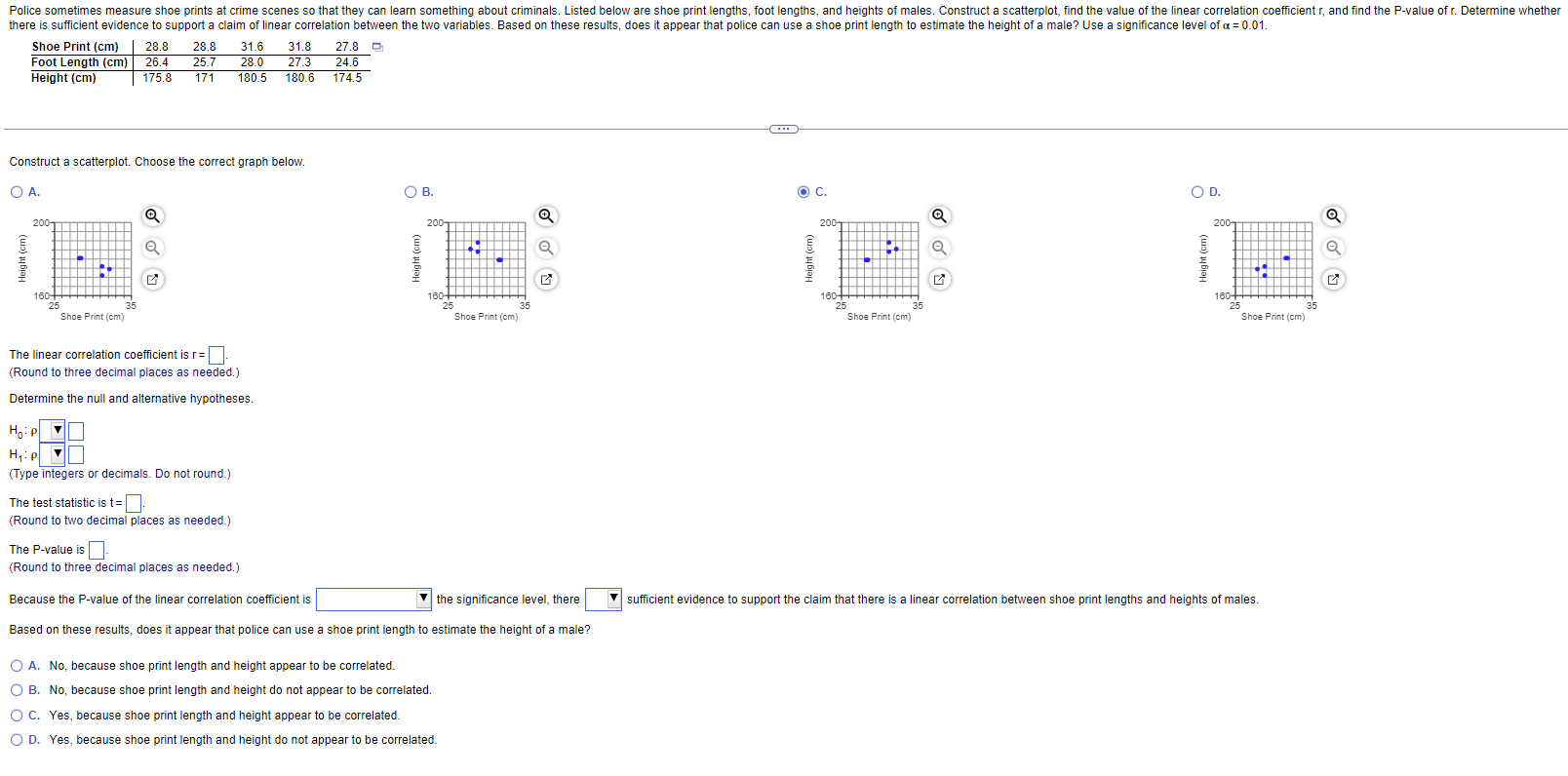 Solved Construct a scatterplot. Choose the correct graph | Chegg.com