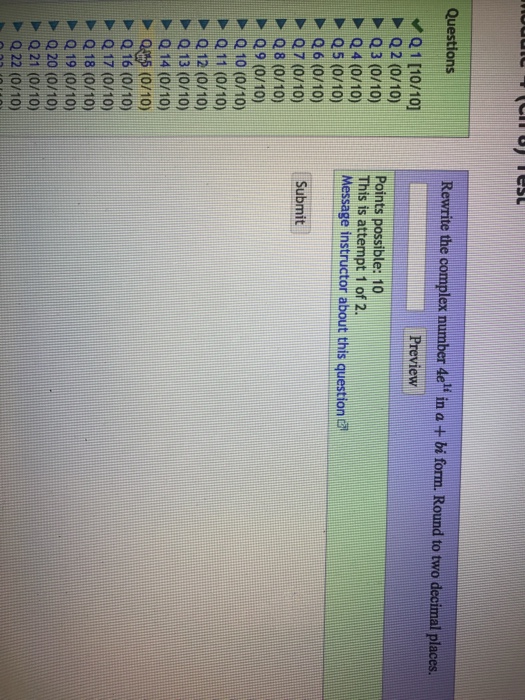 Solved Rewrite The Complex Number 4e 1i In A Bi Form Chegg