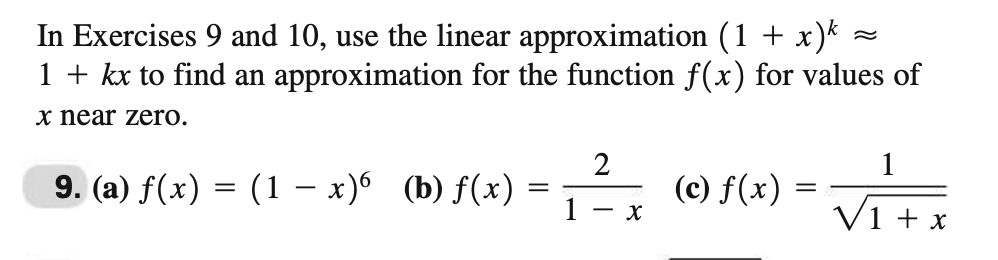 Solved In Exercises 9 ﻿and 10, ﻿use the linear approximation | Chegg.com