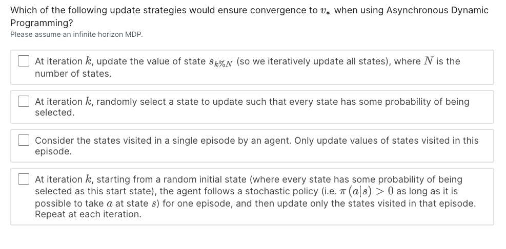 Solved Which of the following update strategies would ensure | Chegg.com