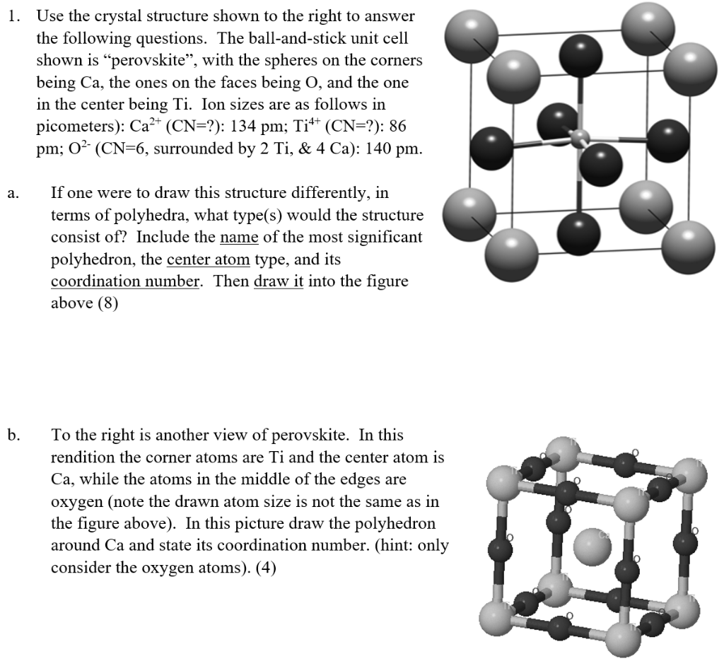 Solved 1. Use the crystal structure shown to the right to | Chegg.com