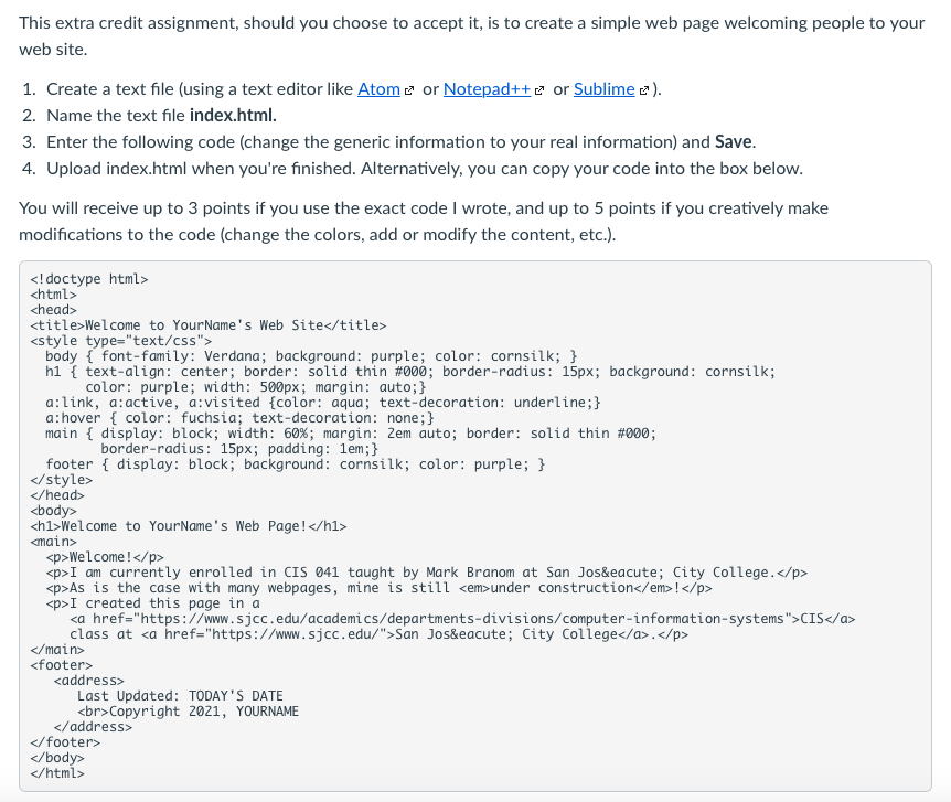 Solved This extra credit assignment, should you choose to | Chegg.com