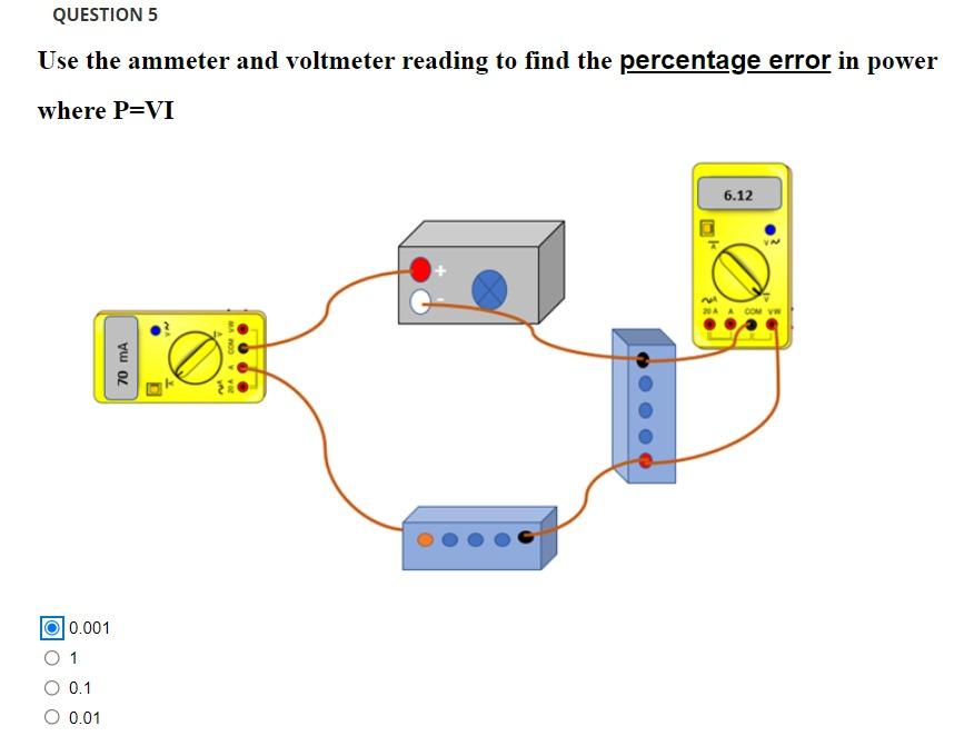 Solved QUESTION 5 Use the ammeter and voltmeter reading to | Chegg.com