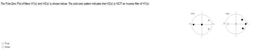 Solved The Pole-Zero Plot of fliters H1(z) and H2(z) is | Chegg.com