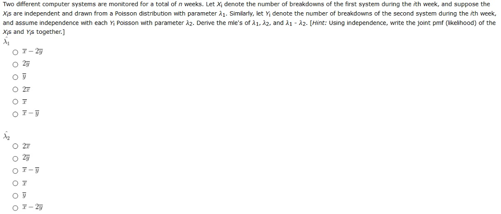 Solved Two different computer systems are monitored for a | Chegg.com
