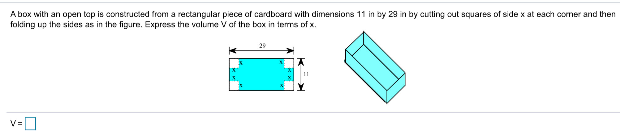 Solved A box with an open top is constructed from a | Chegg.com