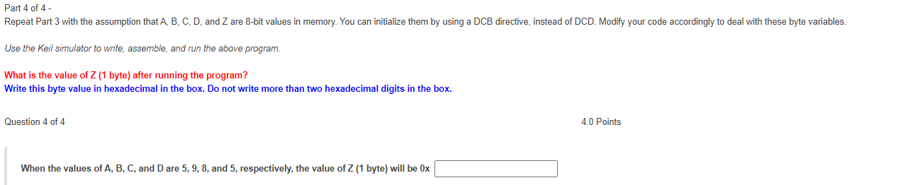 Part 3 of 4 Assume that A, B, C, D, and Z are 32-bit | Chegg.com