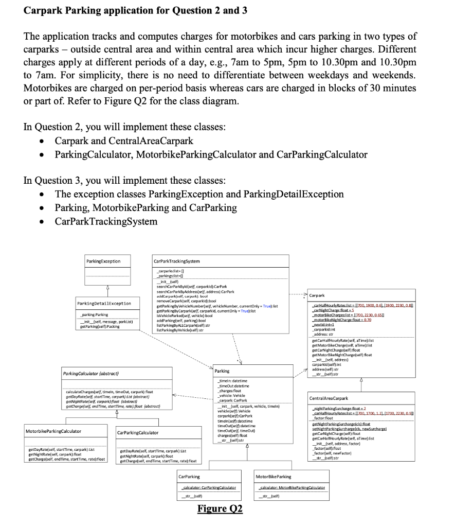 Carpark Parking application for Question 2 and 3 The | Chegg.com