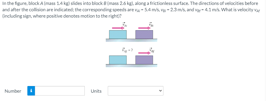 Solved In the figure, block A (mass 1.4 kg) slides into | Chegg.com
