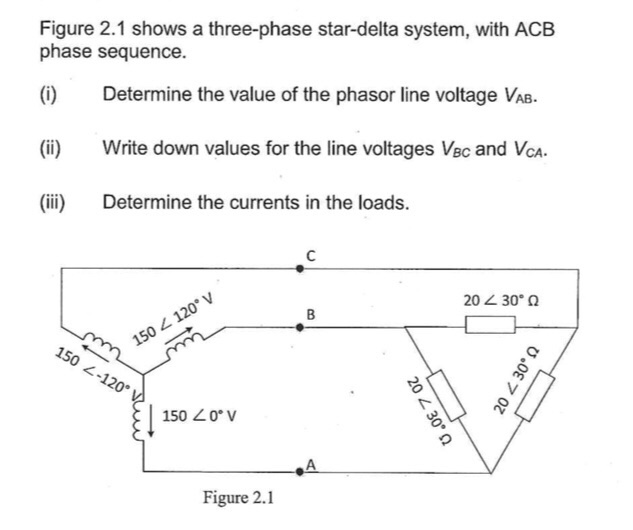 Solved Figure 2.1 shows a three-phase star-delta system, | Chegg.com