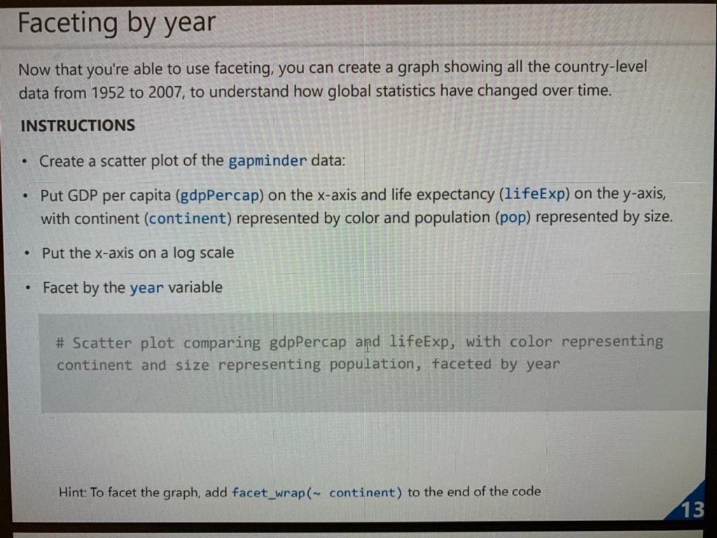 2 The gapminder dataset Excerpt of the Gapminder data | Chegg.com