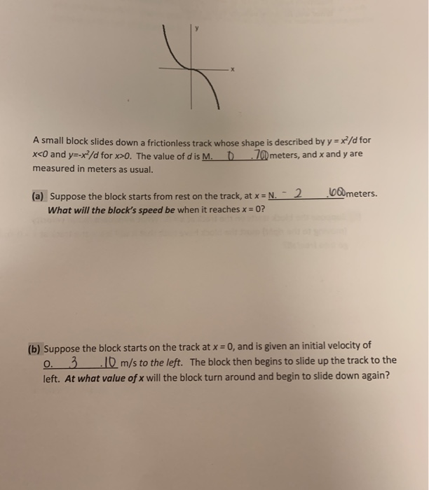 Solved A small block slides down a frictionless track whose | Chegg.com