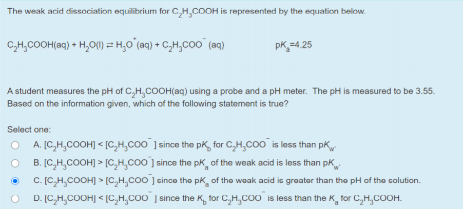 Solved The weak acid dissociation equilibrium for CH2COOH is | Chegg.com