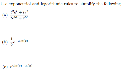Solved Use exponential and logarithmic rules to simplify the | Chegg.com